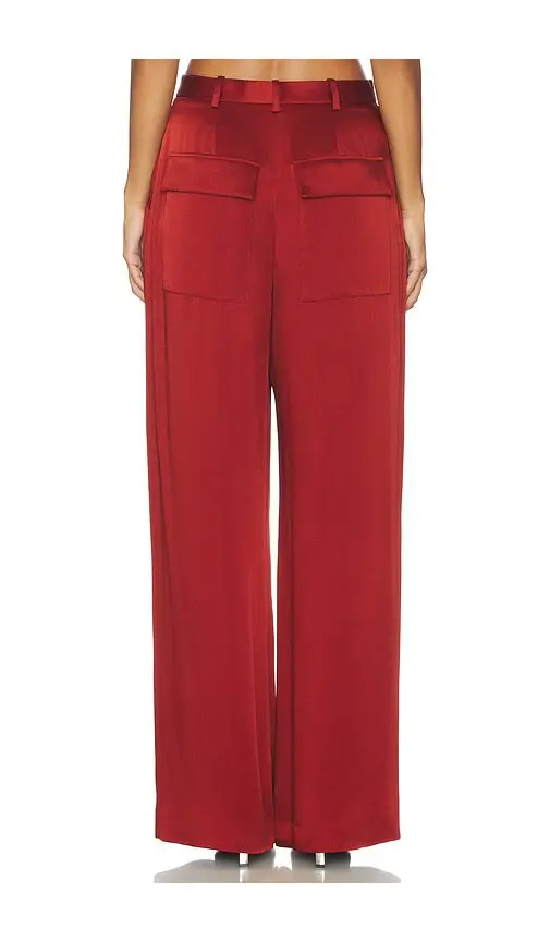 Lapointe Satin Relaxed Pleated Pant - Rust