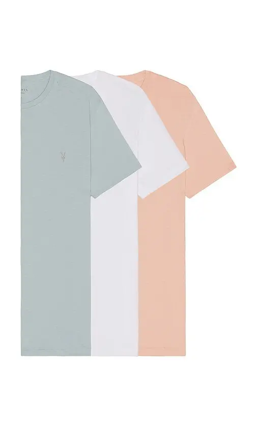 ALLSAINTS Tonic Crew 3 Pack Tee In Blue,white - White  Mauve  & Blue
