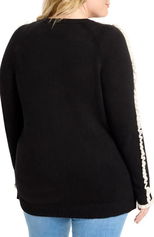 NIC+ZOE Ruffle Trim Crewneck Sweater