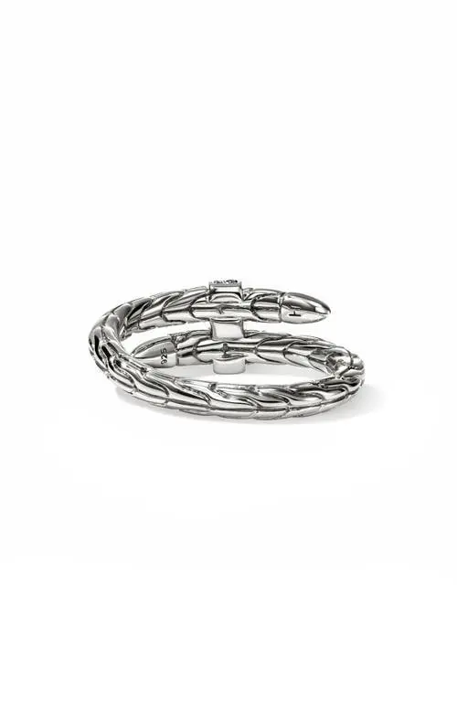 John Hardy Spear Flex Ring With Sapphire Pav - Silver