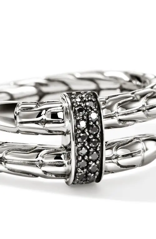 John Hardy Spear Flex Ring With Sapphire Pav - Silver