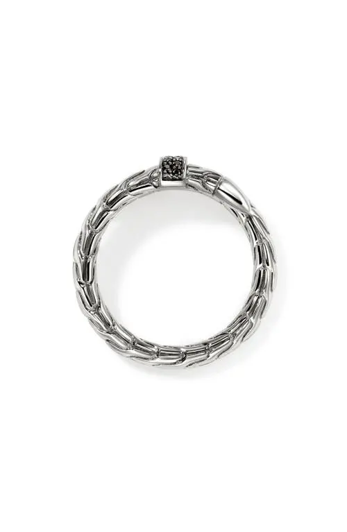 John Hardy Spear Flex Ring With Sapphire Pav - Silver