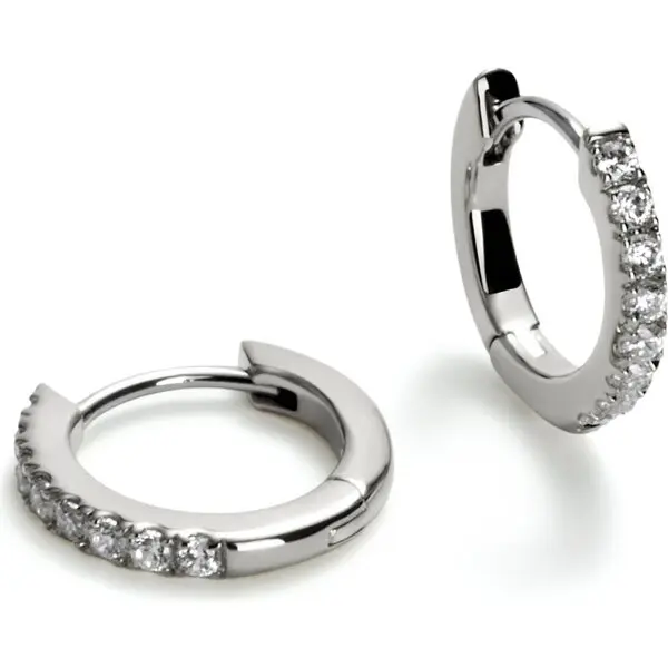 ANA LUISA Pave Crystal Huggie Hoops - Silver