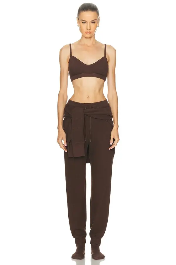 NEGATIVE UNDERWEAR Waffle Knit Lounge Bralette In Brown - Espresso