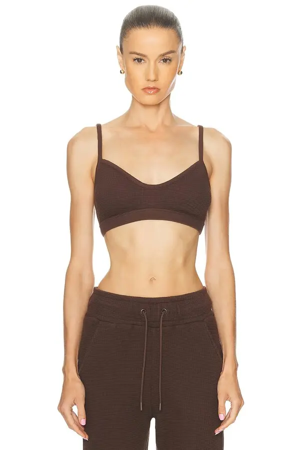 NEGATIVE UNDERWEAR Waffle Knit Lounge Bralette In Brown - Espresso