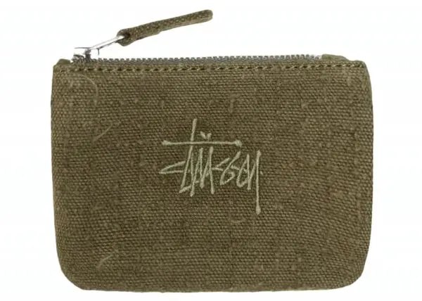 StÜssy Needle Punch Coin Pouch - Olive