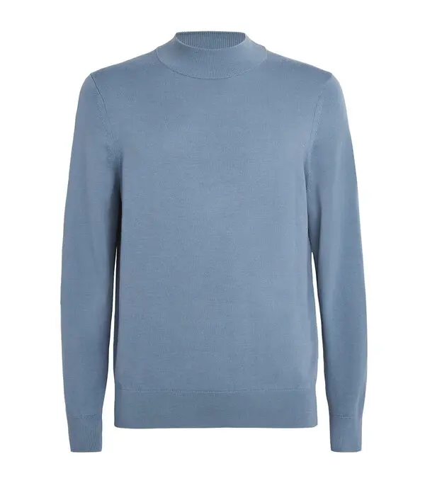 Sandro Wool High-neck Sweater - Blue