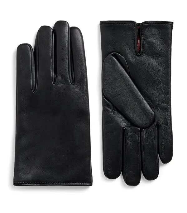 DENTS Leather Cashmere-lined Abercairney Gloves - Black