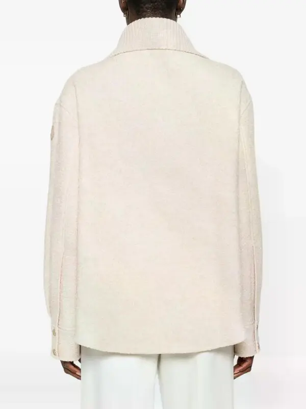 Moncler Bouclé Zip-up Jacket - Neutrals