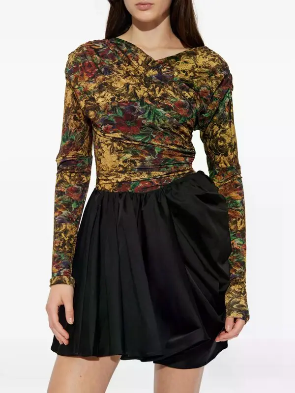 GANNI Floral Long-sleeve Top - Neutrals