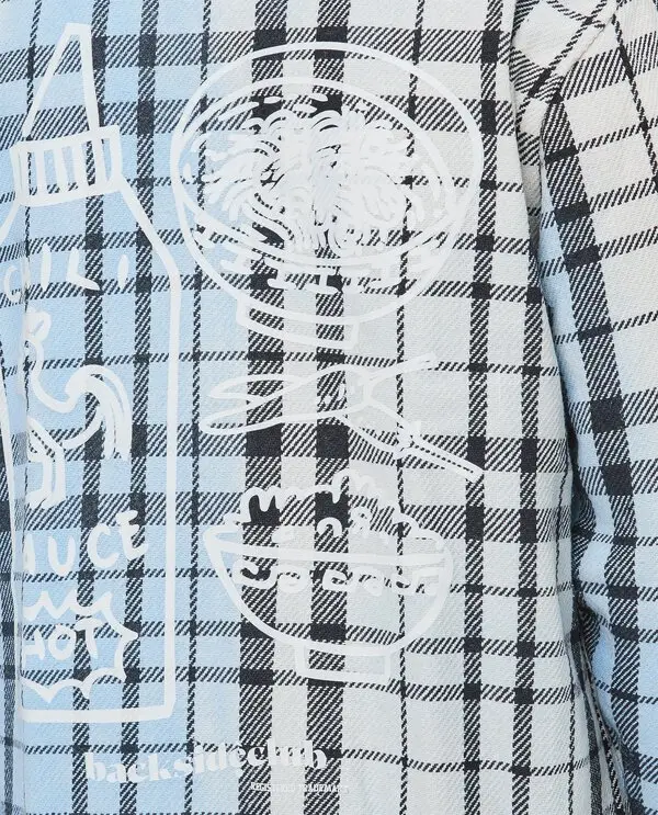 BACKSIDECLUB Marmorized Shirt Jacket - Sky Blue