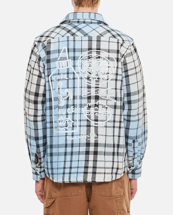 BACKSIDECLUB Marmorized Shirt Jacket - Sky Blue
