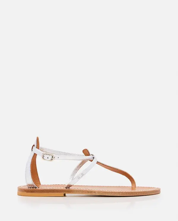 K.JACQUES Buffon Leather Thong Sandals - Silver