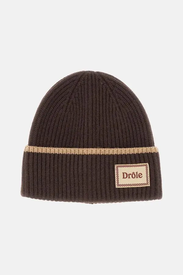 Drole De Monsieur Wool Knit Cap - Brown