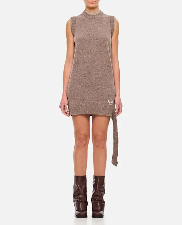 Fendi Sleeveless Knit Dress With Logo