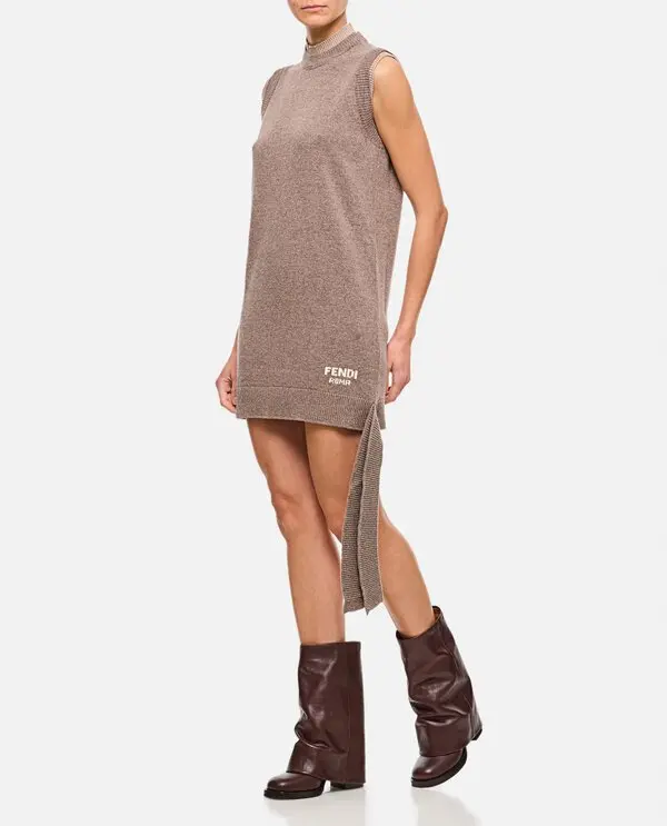 Fendi Sleeveless Knit Dress With Logo