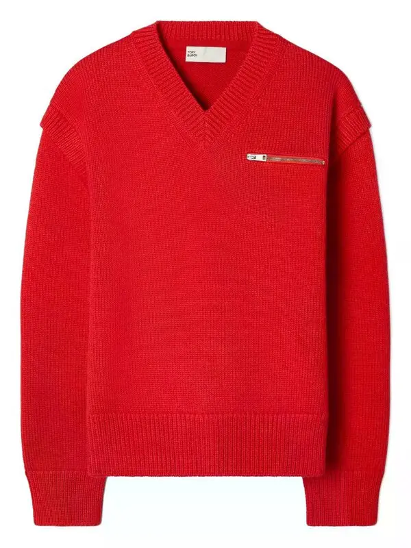 Tory Burch Zip V-neck Sweater