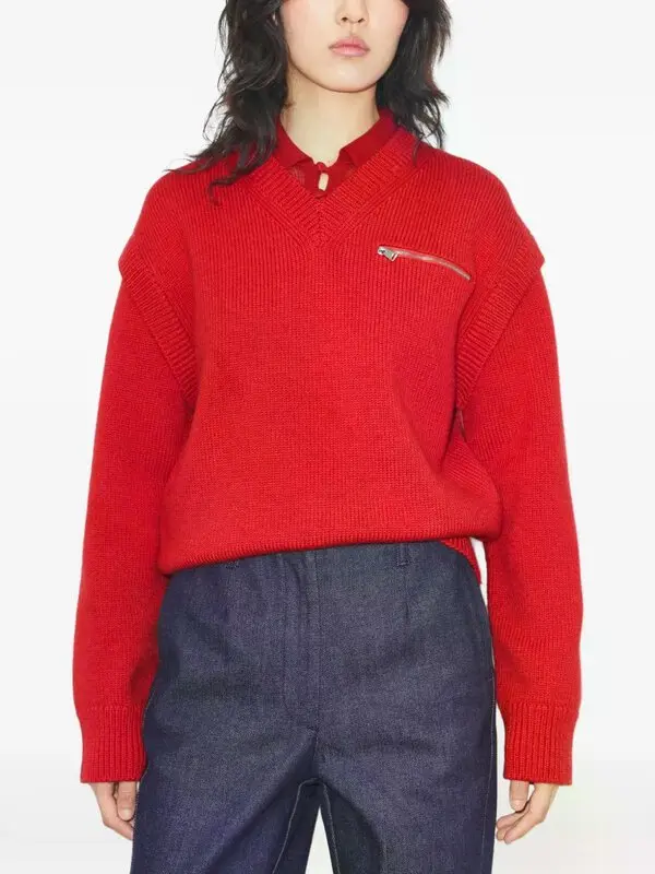 Tory Burch Zip V-neck Sweater