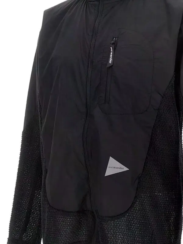 AND WANDER Mesh-panel Hooded Jacket - Black