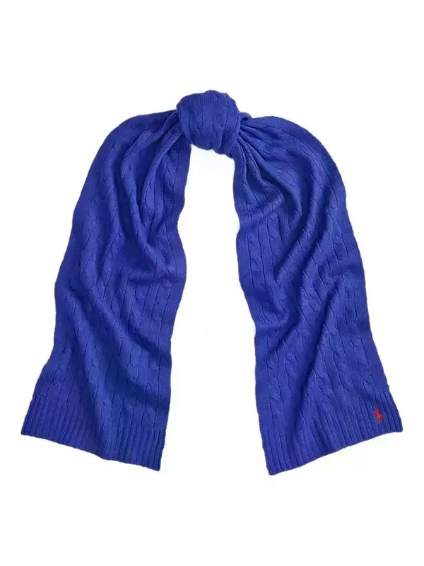 Polo Ralph Lauren Cable-knit Logo Scarf - Blue