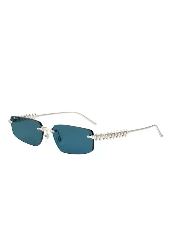 Cartier Studded Rectangle-frame Sunglasses - Blue