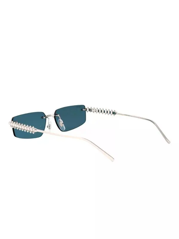 Cartier Studded Rectangle-frame Sunglasses - Blue