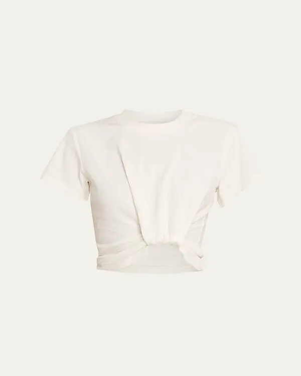 Courtney Zheng Elara Tuck Cropped Tee - White