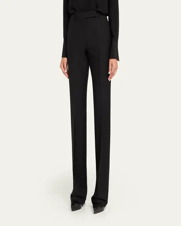 TOM FORD Wool-blend Straight-leg Trousers - Black