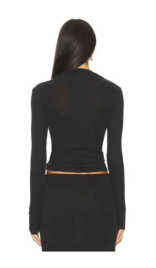 Enza Costa Twist Front Long Sleeve Top - Black