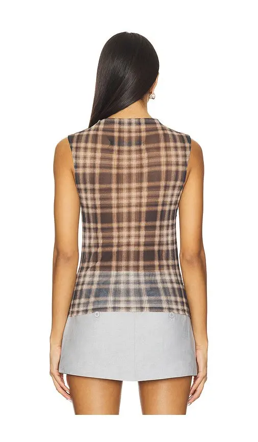Enza Costa Sleeveless Twist Mesh Top