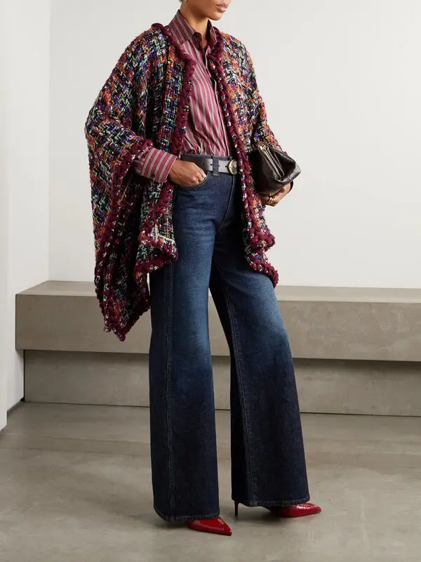 Etro Tweed Wool-blend Poncho