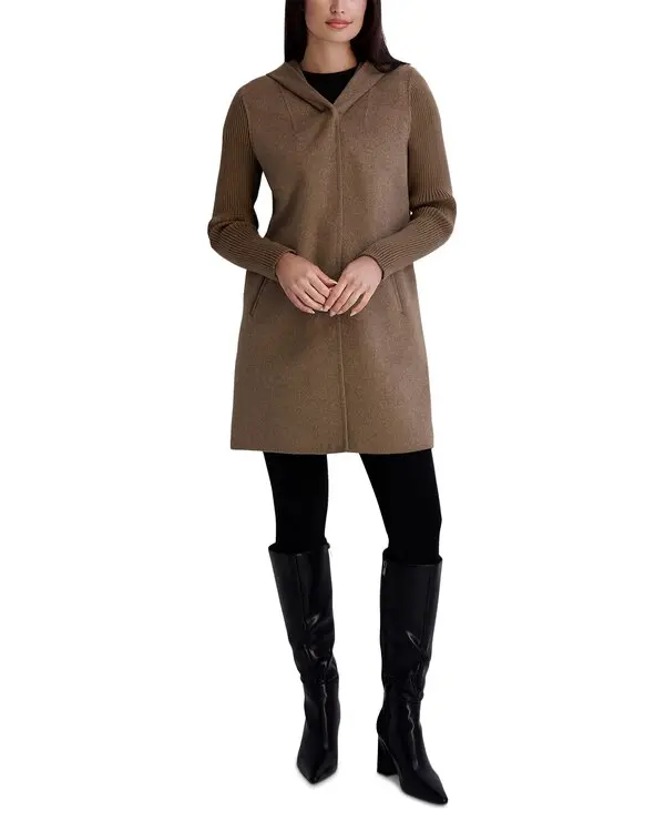 KENNETH COLE Hooded Double Face Coat - Nutmeg
