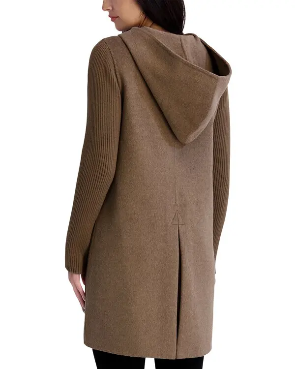 KENNETH COLE Hooded Double Face Coat - Nutmeg