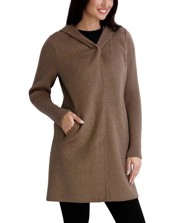 KENNETH COLE Hooded Double Face Coat - Nutmeg