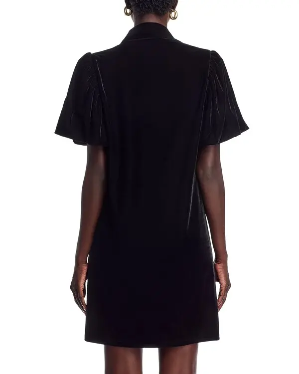 AREA STARS Mock Neck Velvet Mini Dress - Black