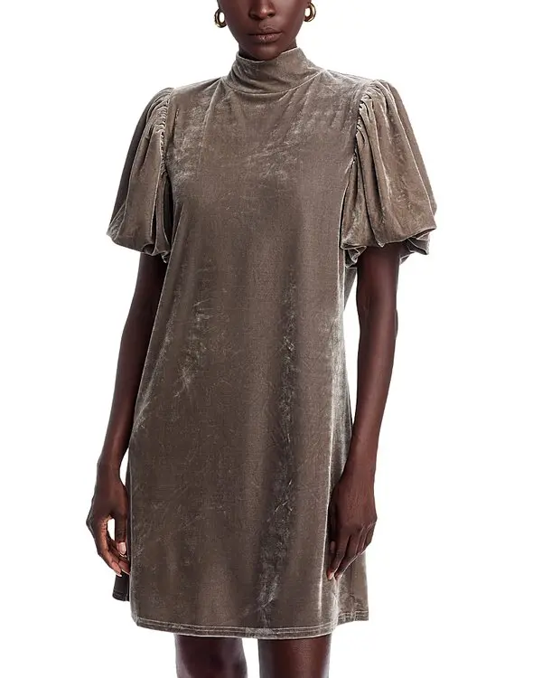 Area Stars Mock Neck Velvet Mini Dress In Grey - 46% Off | Editorialist