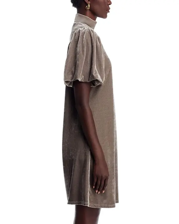 Area Stars Mock Neck Velvet Mini Dress In Grey - 46% Off | Editorialist