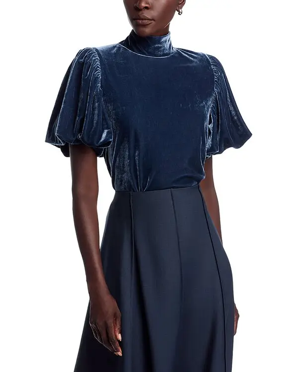 AREA STARS Velvet Mock Neck Top