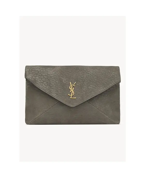 Saint Laurent Cassandre Large Envelope Pouch - Zinc Grey