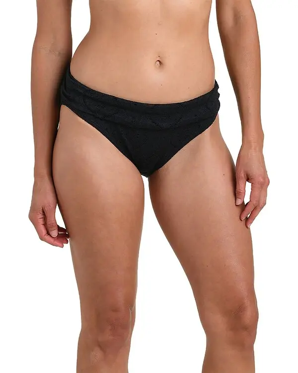 La Blanca Mantra Medallion Shirred Band Hipster Bikini Bottom - Black