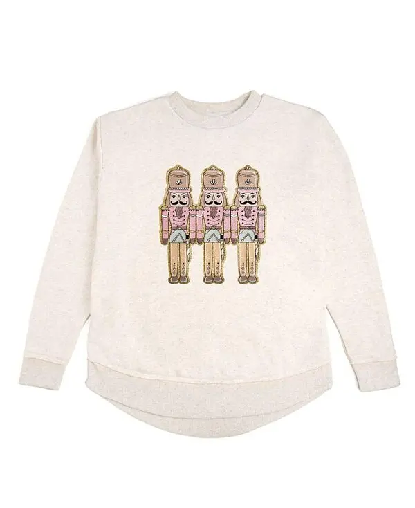 SWEET WINK Nutcracker Patch Christmas Sweatshirt - Natural