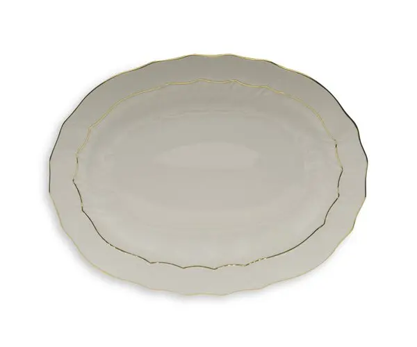 HEREND Golden Edge Oval Platter - White/gold