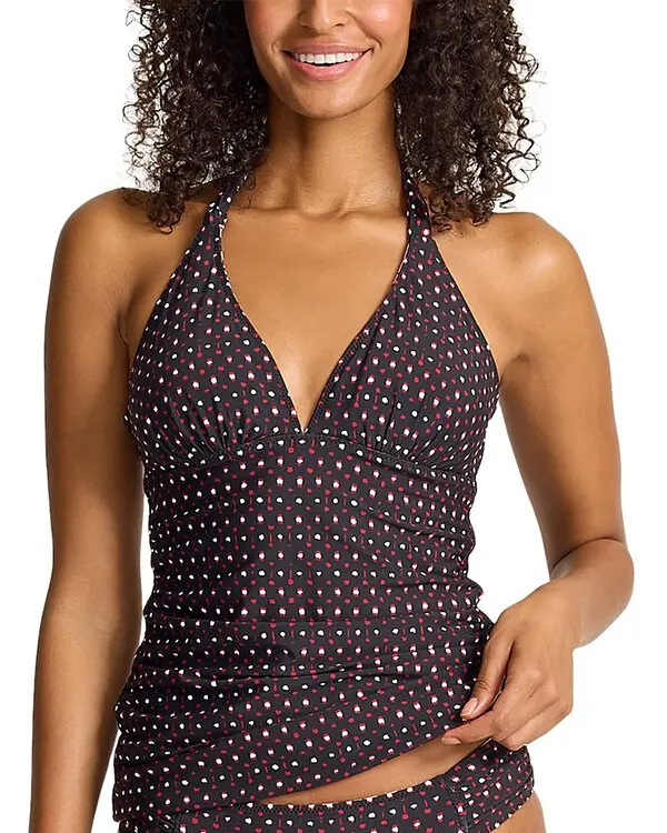 Tommy Bahama Sunset Blooms Reversible Halter Tankini Top - Black Rev
