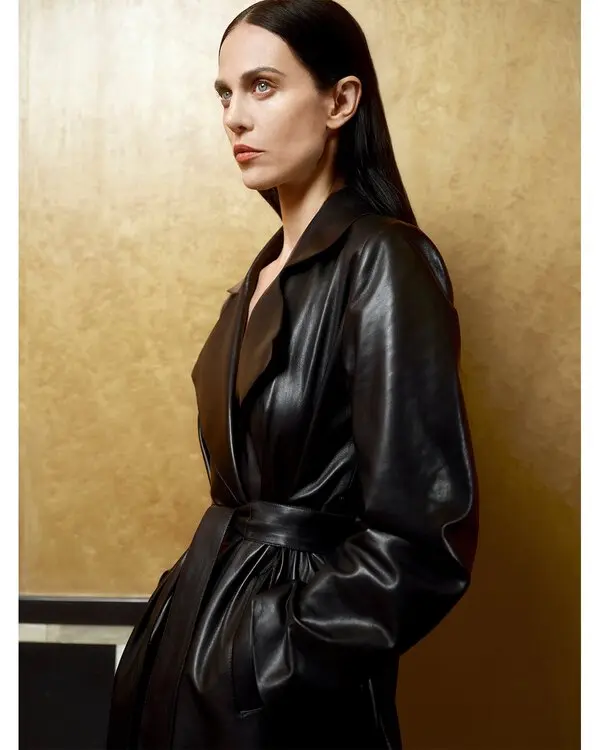 Nour Hammour Kasha Leather Belted Coat