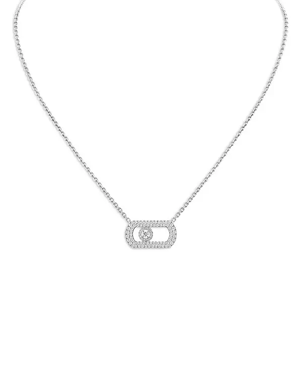 Messika 18k So Move Diamond Oval Pendant Necklace - White Gold