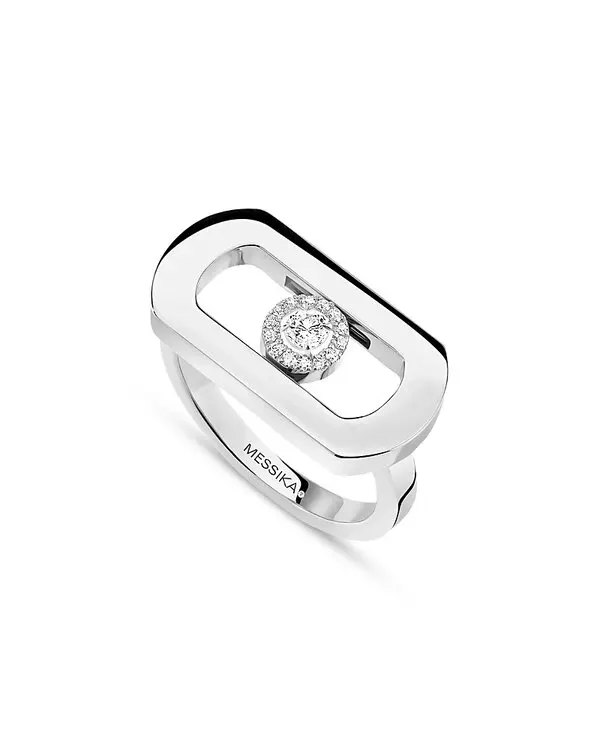 Messika 18k So Move Diamond Oval Signet Ring - White Gold