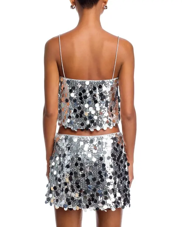 Aqua Sequined Cropped Camisole