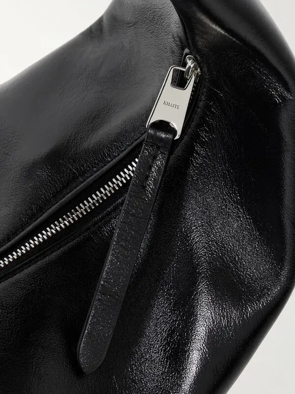 Khaite Olivia Medium Crinkled Patent-leather Tote - Black
