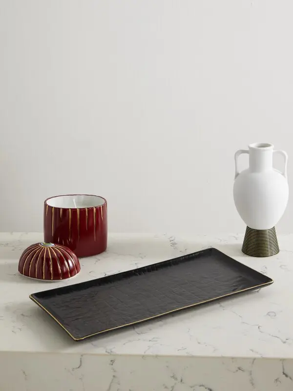 L'Objet Gold-plated Croc-effect Porcelain Tray