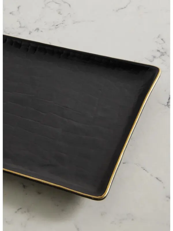 L'Objet Gold-plated Croc-effect Porcelain Tray